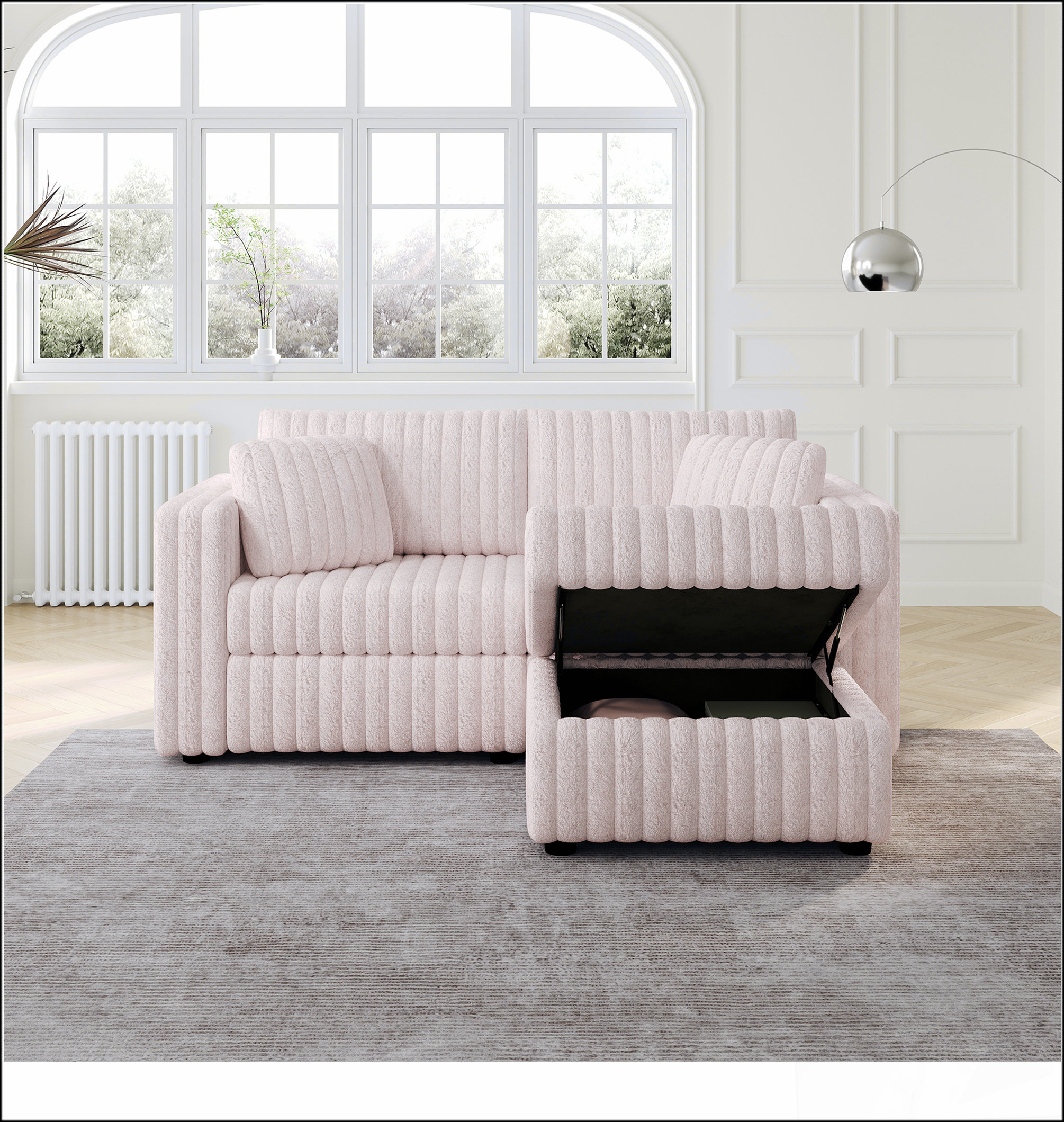 Everly Quinn 75.6" Soft Modular 2 - Person Sofa with Hydraulic Lift Comfortable Stylish Matches ...